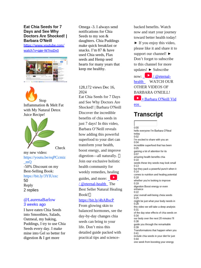 7-Day Chia Seed Health Benefits | PDF | Dietary Fiber | Diet & Nutrition
