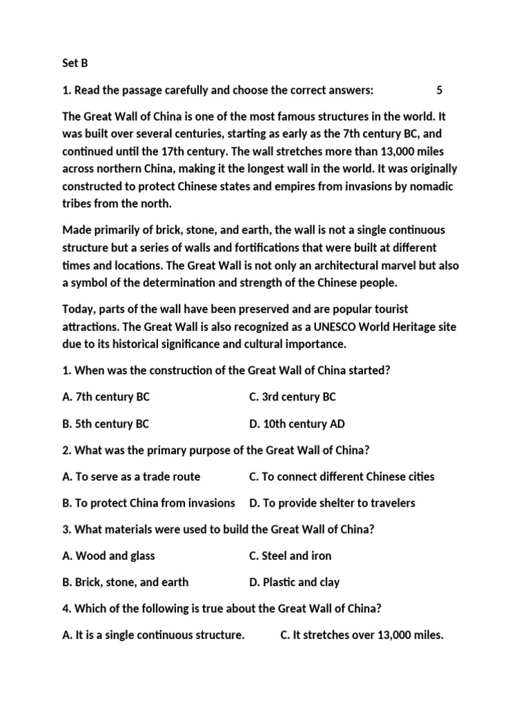 grade 7 B | PDF | Wall | China