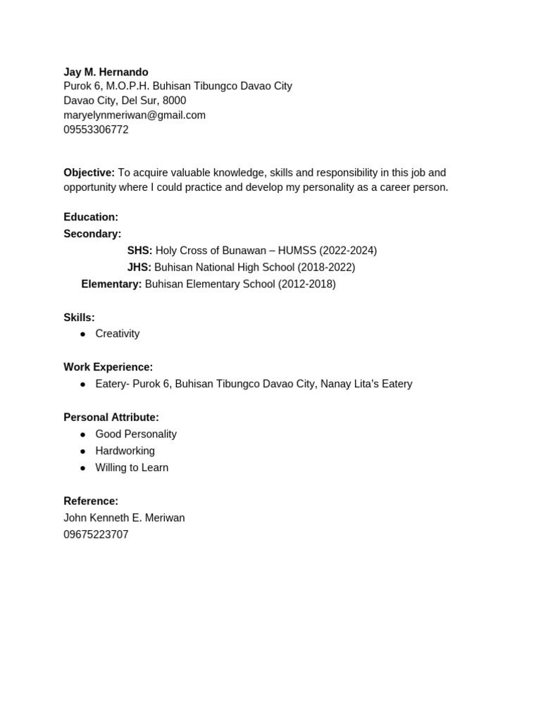 Jay Hernando Resume | PDF