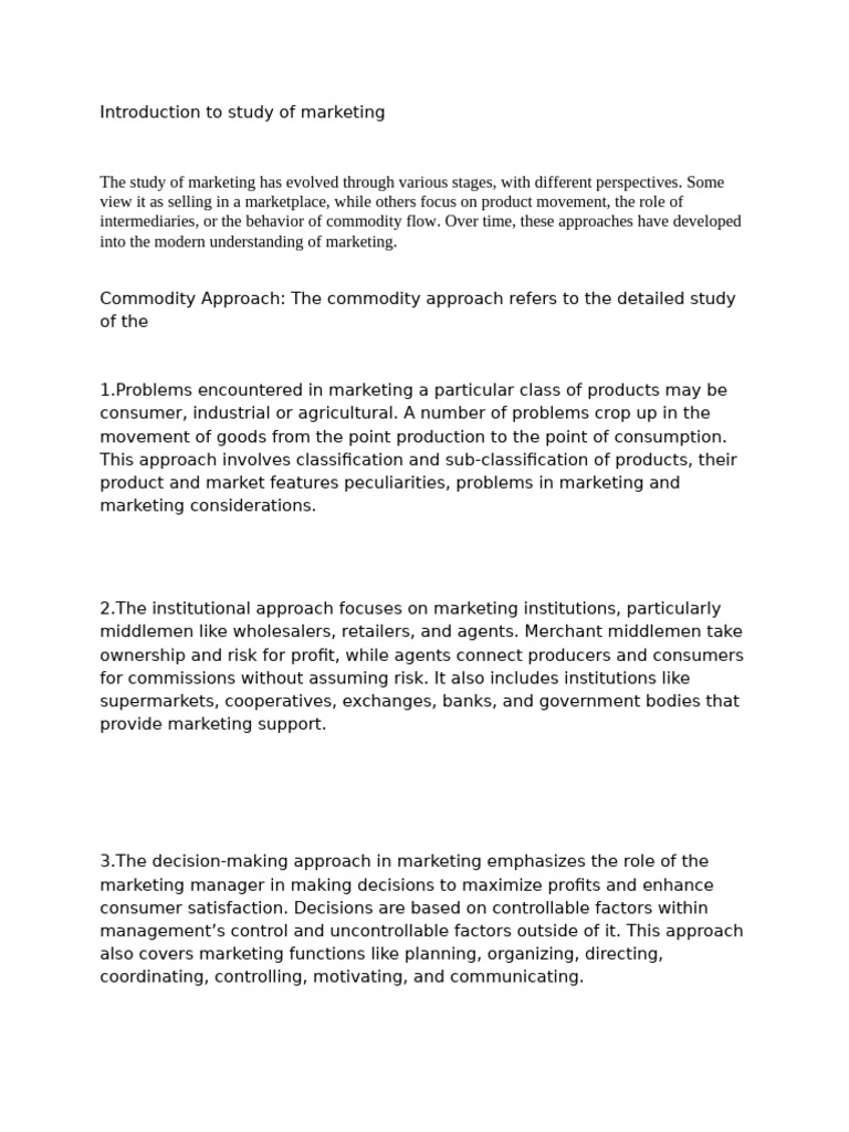 Overview of Marketing Approaches and Functions | PDF | Marketing | Goods