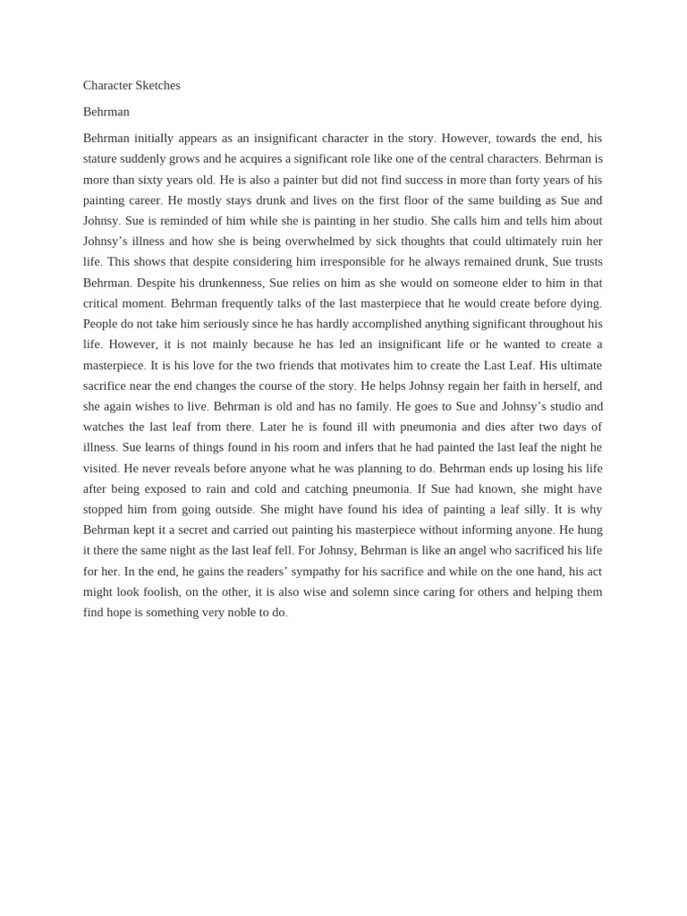 Character Sketches | PDF