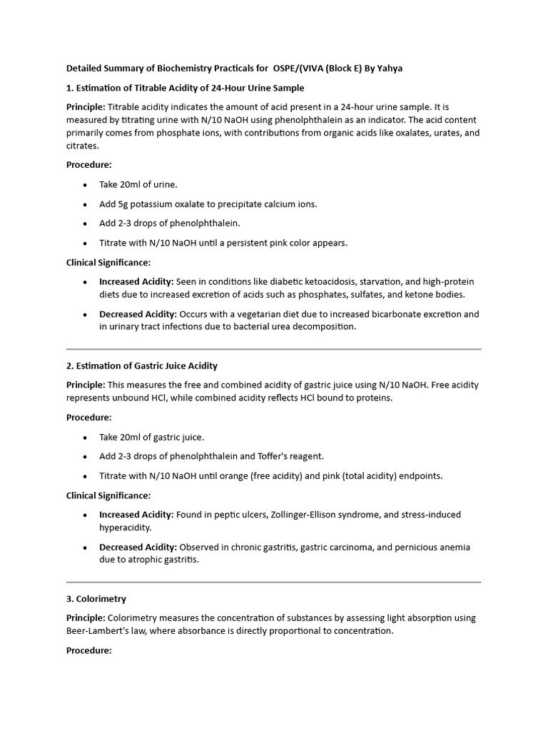 Biochem Block E OSPE by Yahya | PDF | Creatinine | Liver