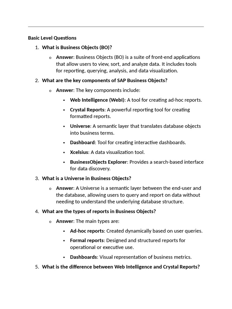 Business Objects Interview Questions | PDF | Databases | Data