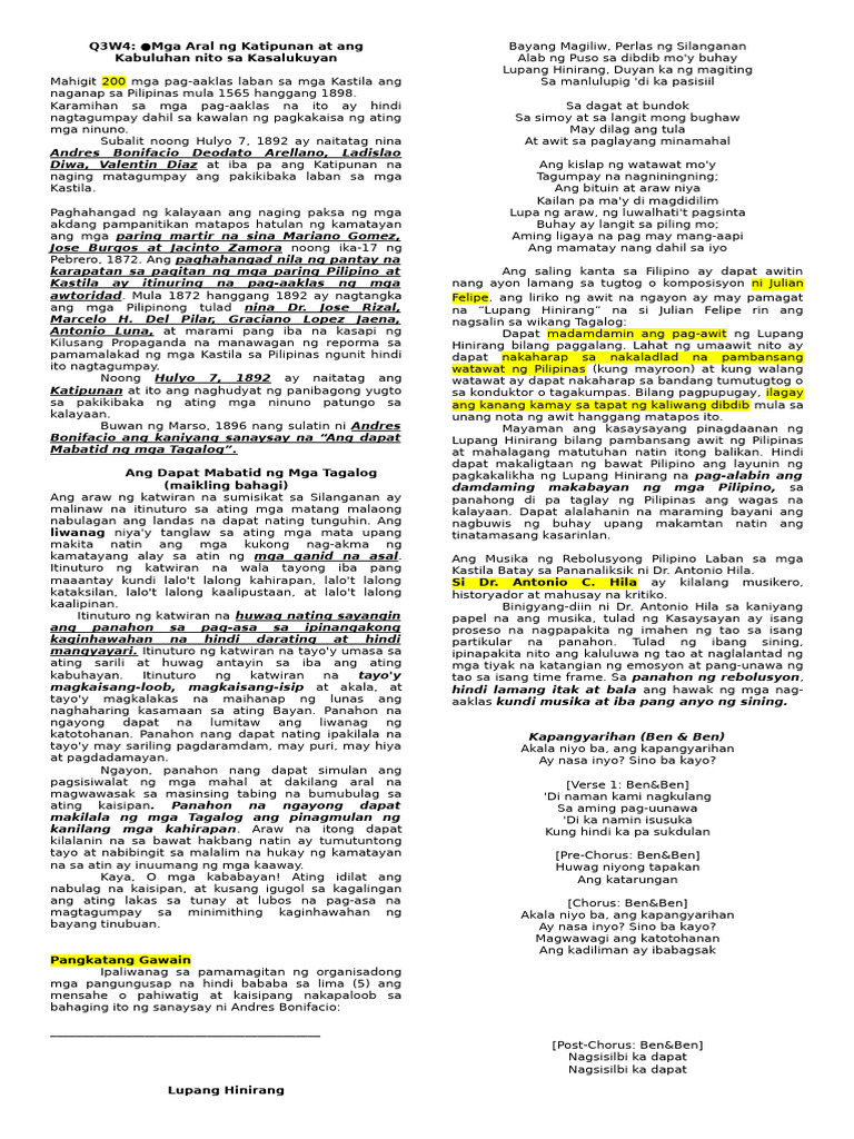 Q3W4 Aral NG Katipunan | PDF