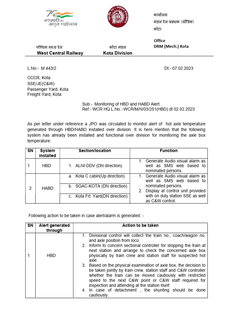 Monitoring HBD and HABD Alerts in Railways | PDF | Rail Transport