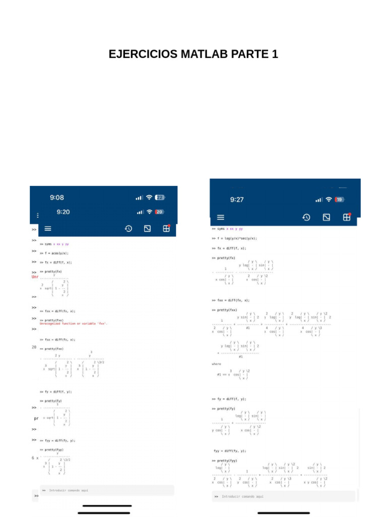 Ejercicios Matlab Parte1 | PDF