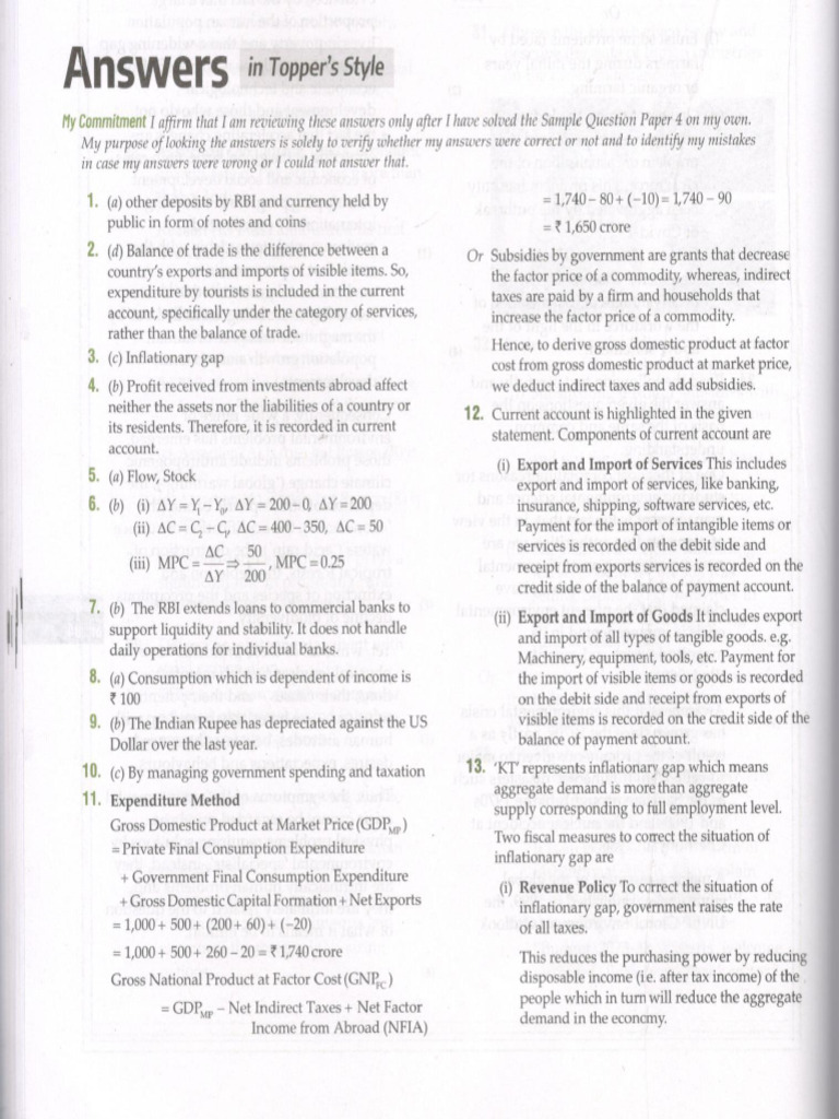 Xii Eco Sample Paper-4 Solution | PDF