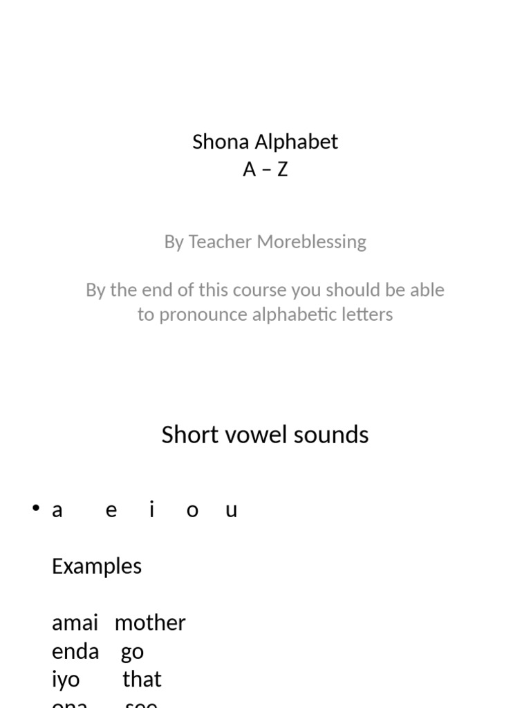 Shona Alphabet For Beginners | PDF