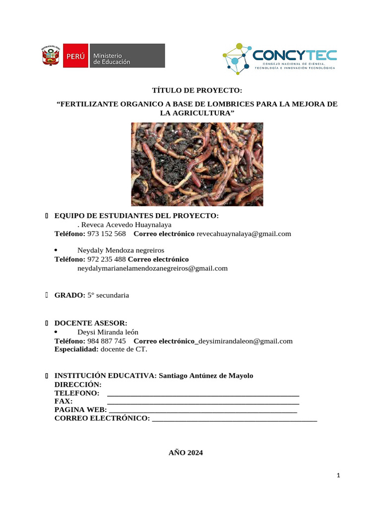 Proyecto Eureka CT-1. | PDF | Fertilizante | Agricultura