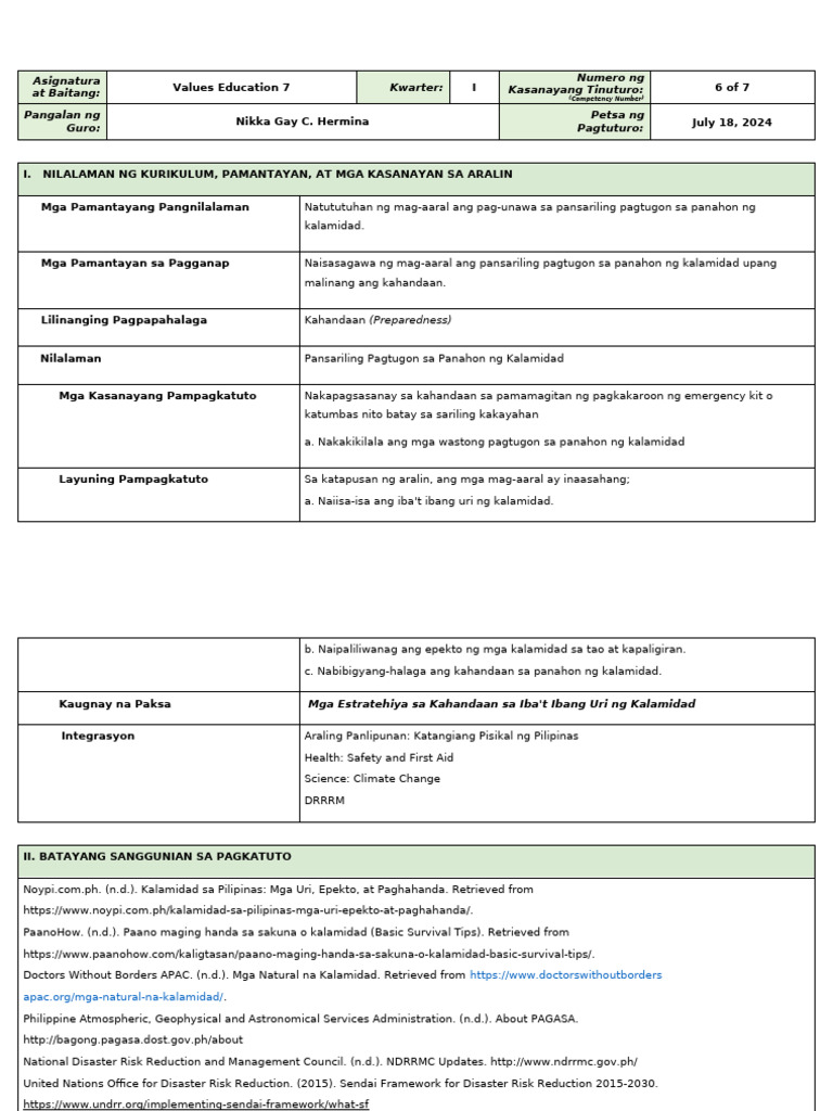 Lesson-Exemplar-Template Maam Nikka | PDF