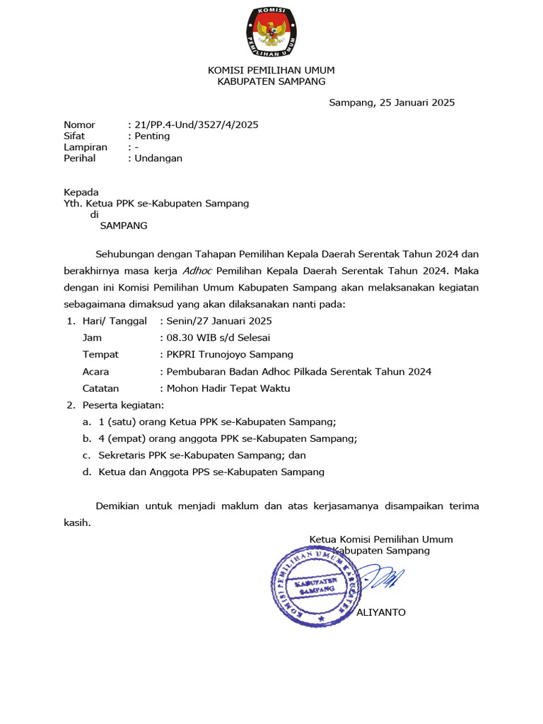 Surat Undangan PPK Dan PPS | PDF