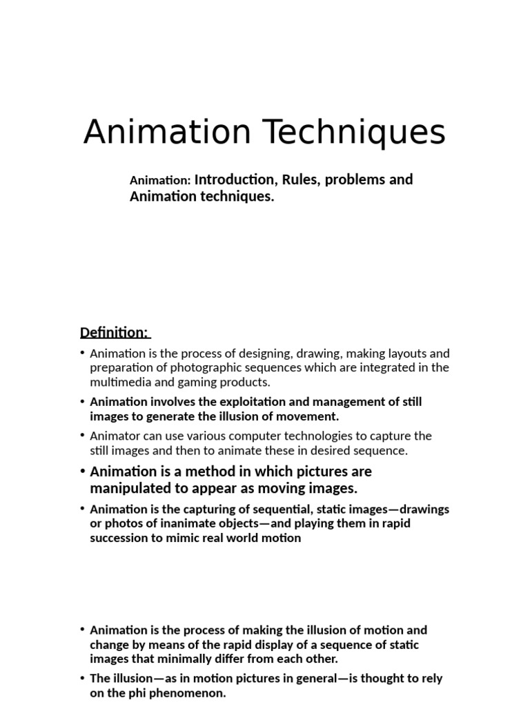 Animation Principle and Techniques | PDF | Animation | Learning