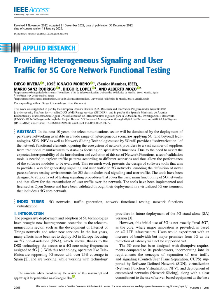 Providing Heterogeneous Signaling And User Traffic For 5g Core Network Functional Testing Pdf