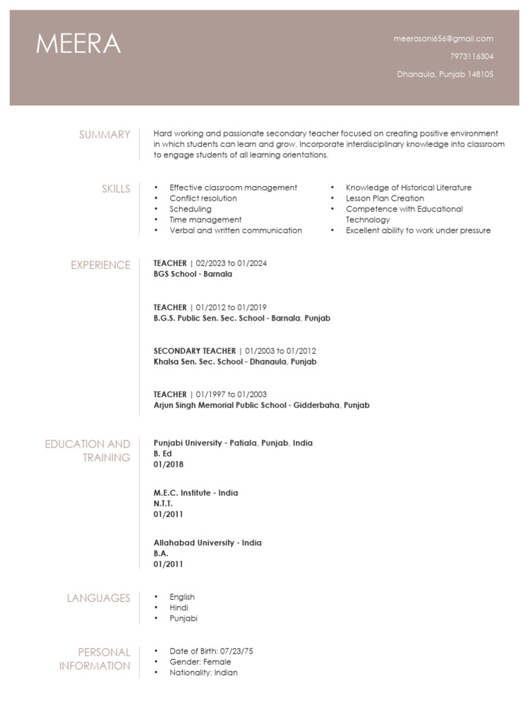 Meera Resume | PDF