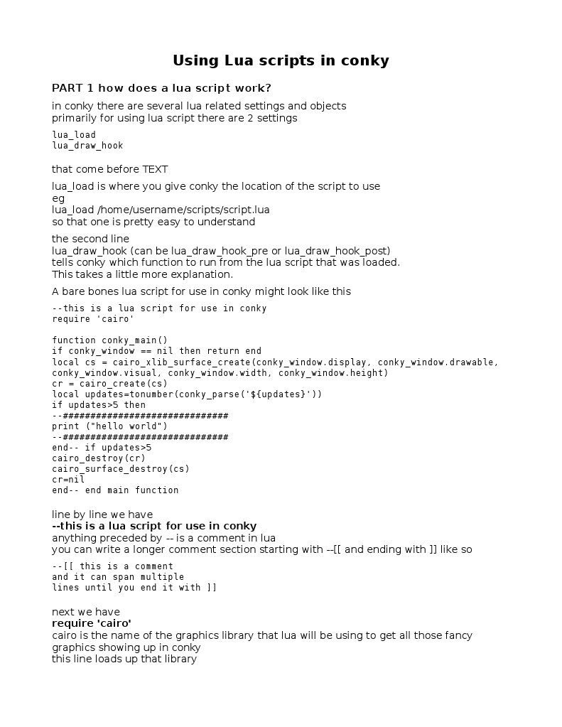Using Lua Scripts in Conky: PART 1 How Does A Lua Script Work? | PDF | Angle | Computing