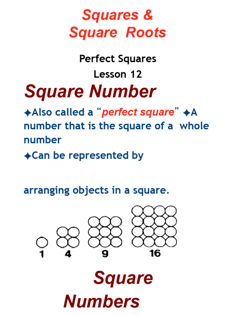 Understanding Squares and Square Roots | PDF | Square Root | Numbers