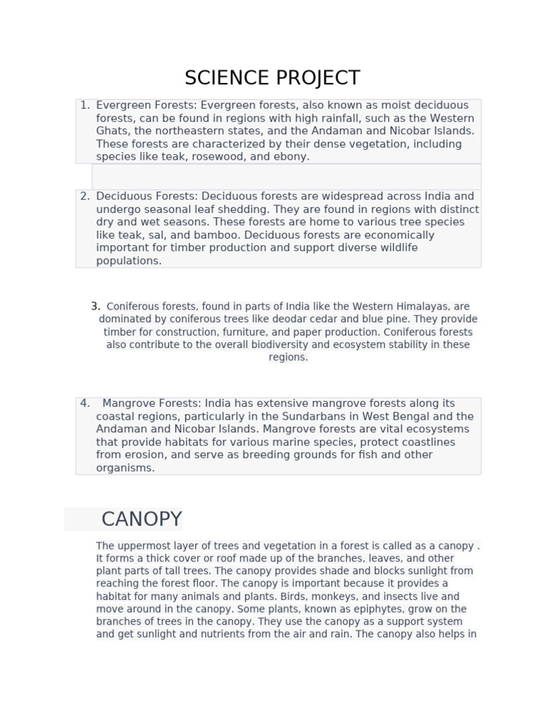 SCIENCE PROJECT | PDF | Forests | Canopy (Biology)