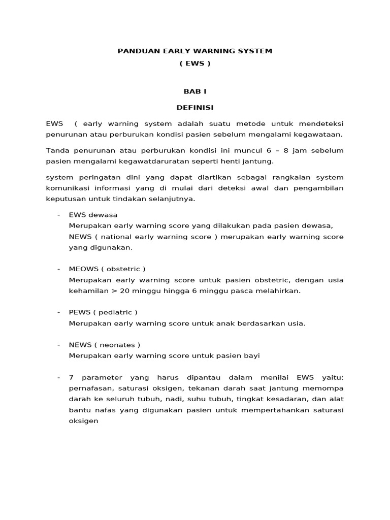 Panduan Early Warning System | PDF