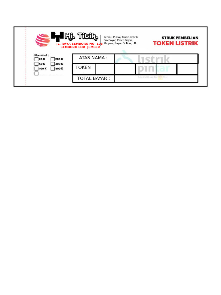 Nota Token Listrik | PDF
