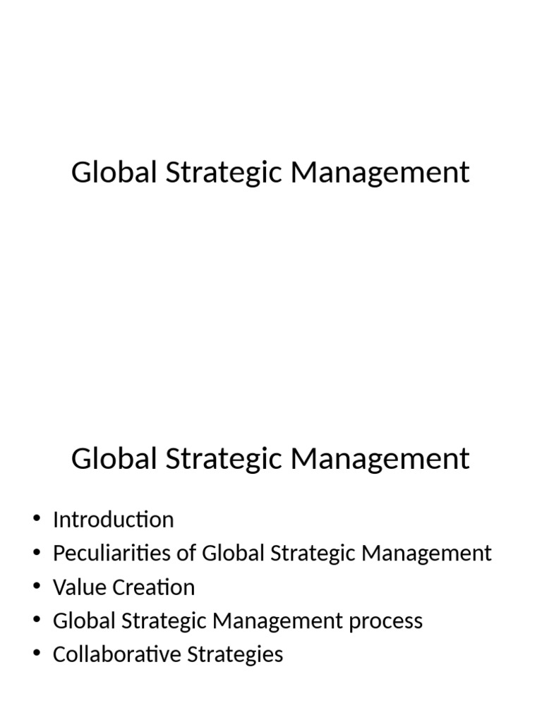 Global Strategic Management | PDF | Strategic Management | Economies