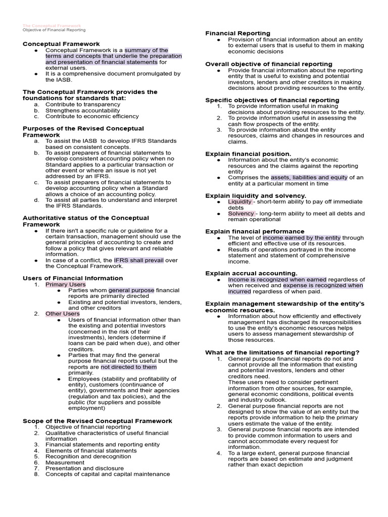 The Conceptual Framework | PDF | Expense | Financial Economics