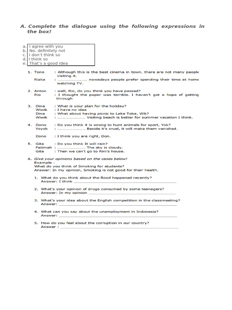 Dialogue Completion Expressions Guide | PDF