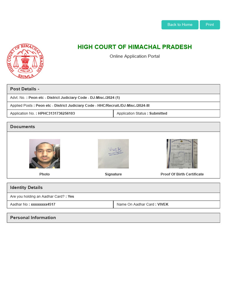 Review Registration Form - High Court of Himachal | PDF | Birth Certificate | Justice