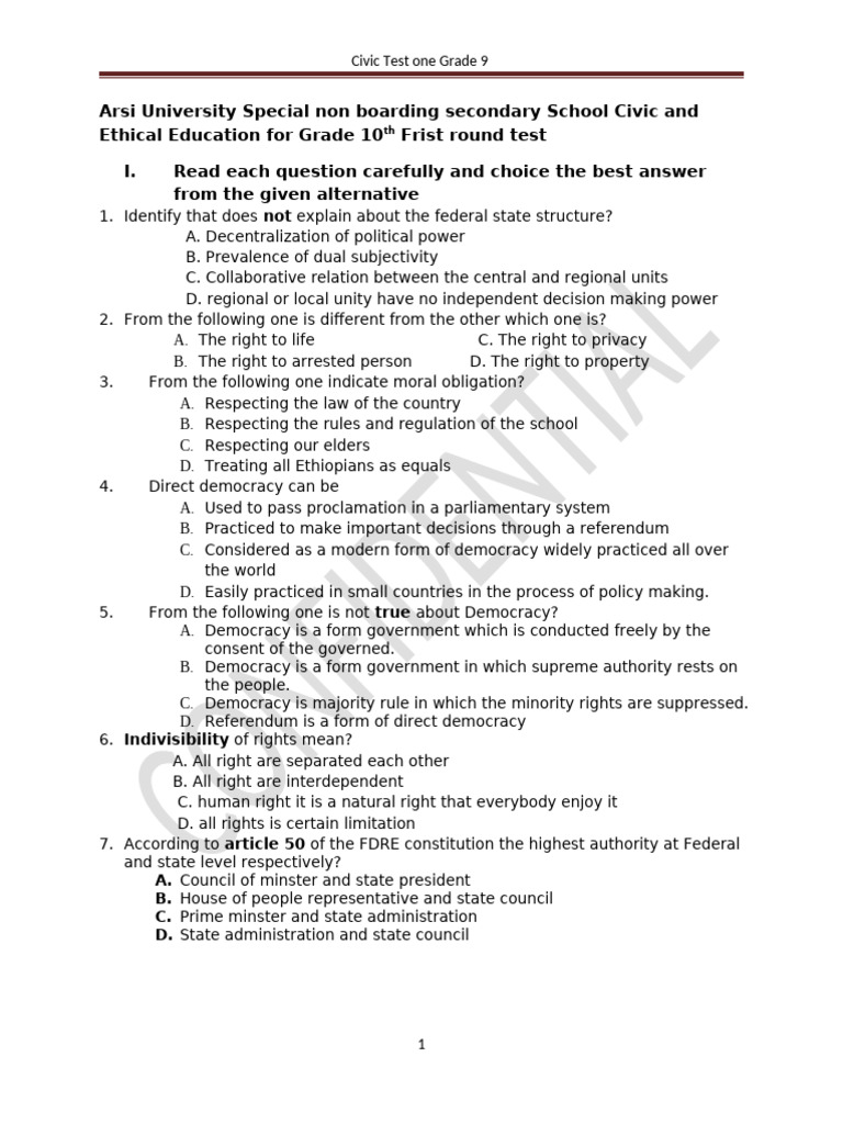 Arsi University G. 10 and G 9 | PDF | Democracy | Political Ideologies