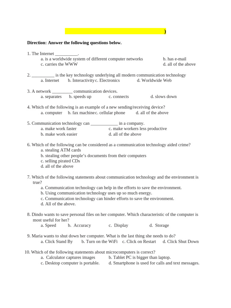 LEARNING STRAND 6 Pre Exam | PDF | Usb Flash Drive | Microsoft Word