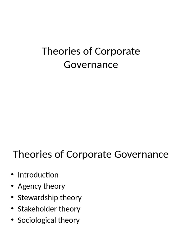 Theories of Corporate Governance | PDF