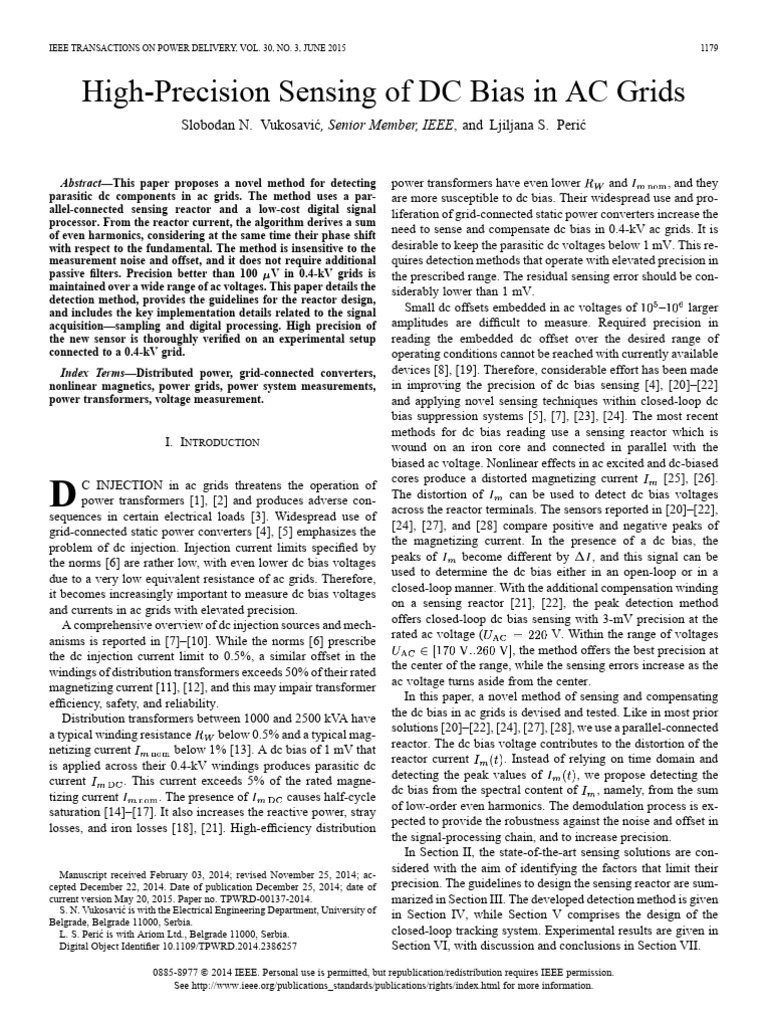 High-Precision DC Bias Sensing in AC Grids | PDF | Transformer | Inductor