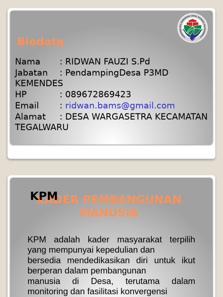 Materi KPM (Kader Pembangunan Manusia) 2024 Okeh | PDF