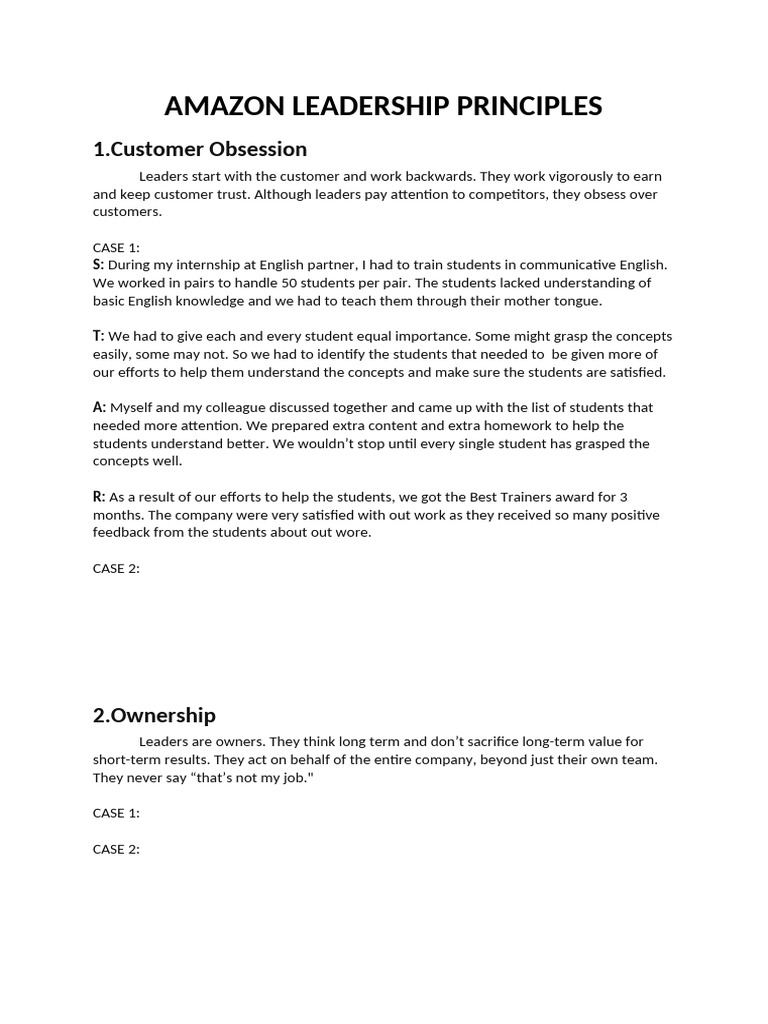 Amazon Leadership Principles | PDF | Social Psychology | Behavioural ...