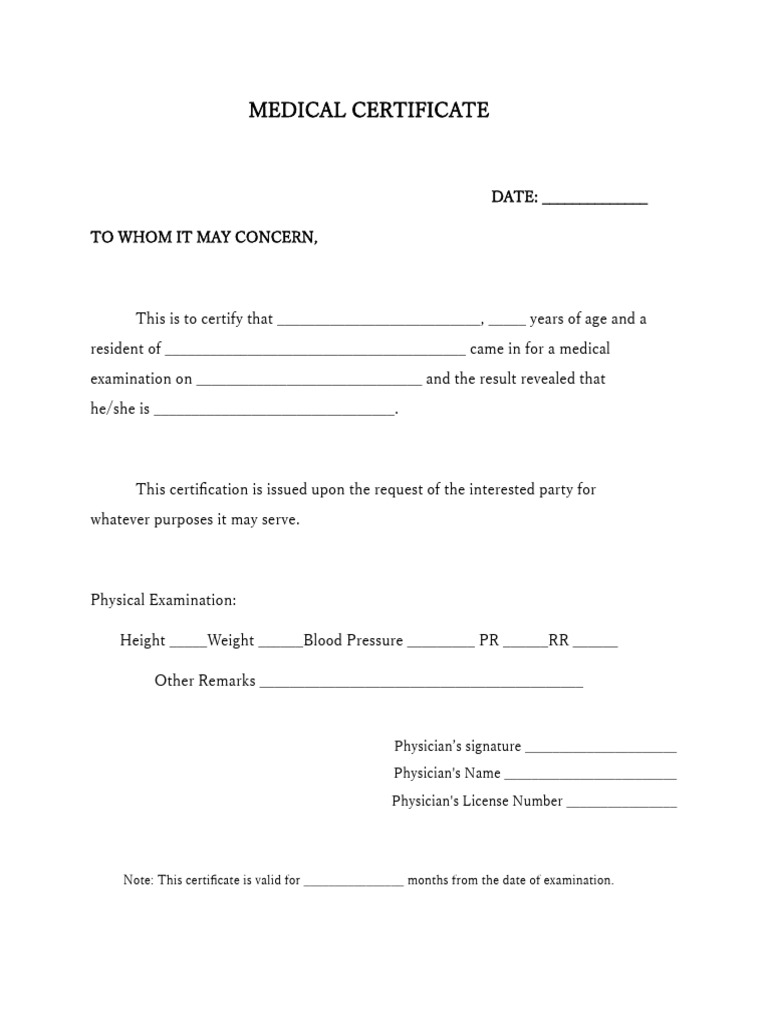 Med Cert Sample | PDF