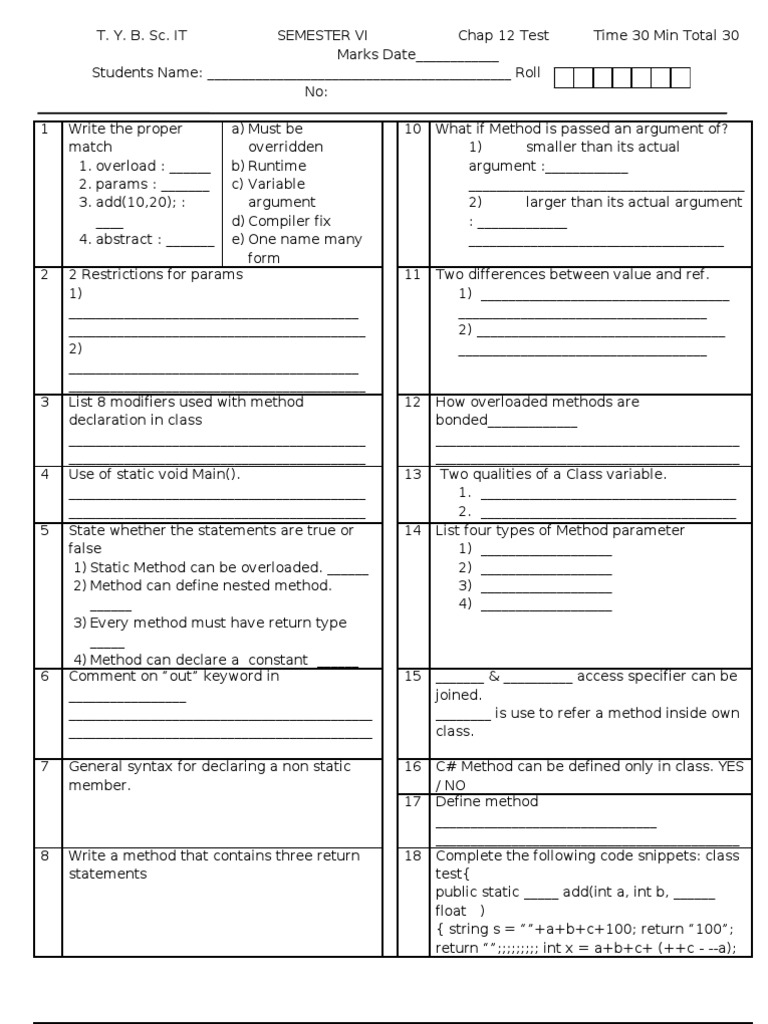 C# Chapter Wise Practice Test | PDF | Constructor (Object Oriented ...