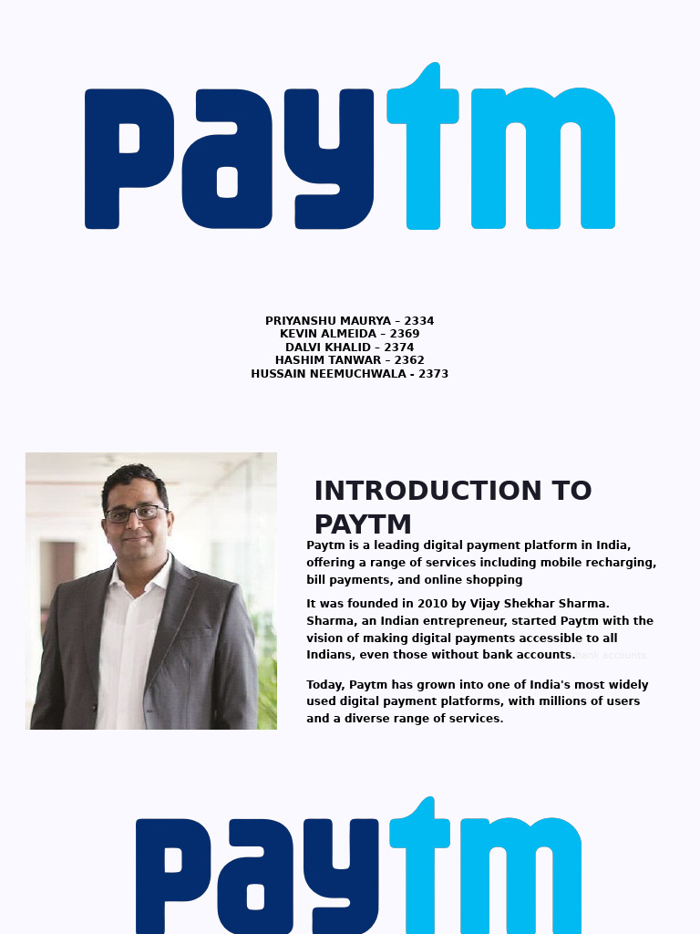 Introduction To PAYTM | PDF | Economies | Financial Services