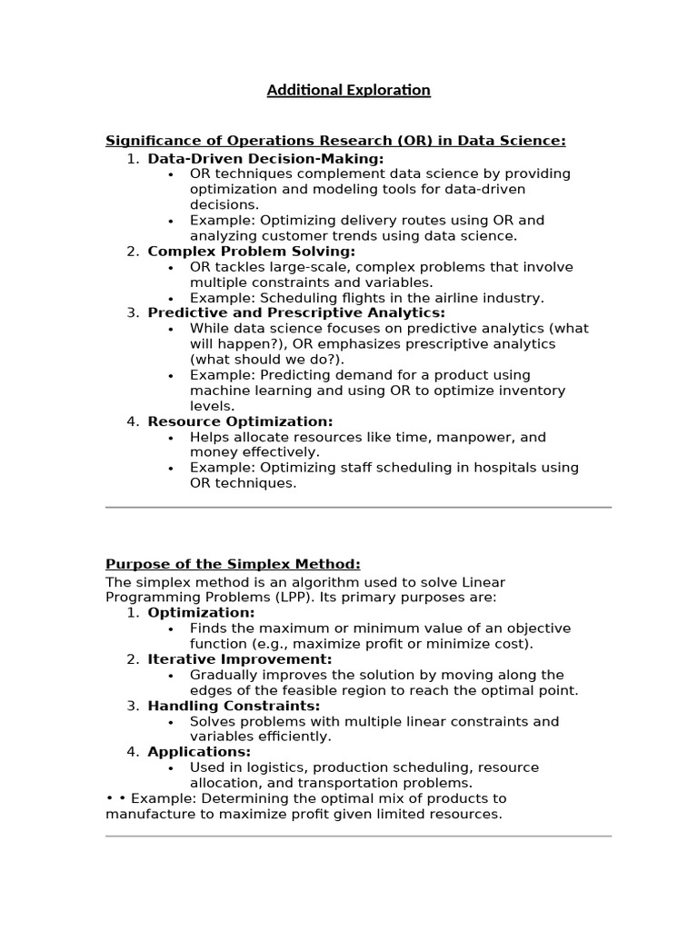 Additional Exploration - OR | PDF | Mathematical Optimization | Data Science