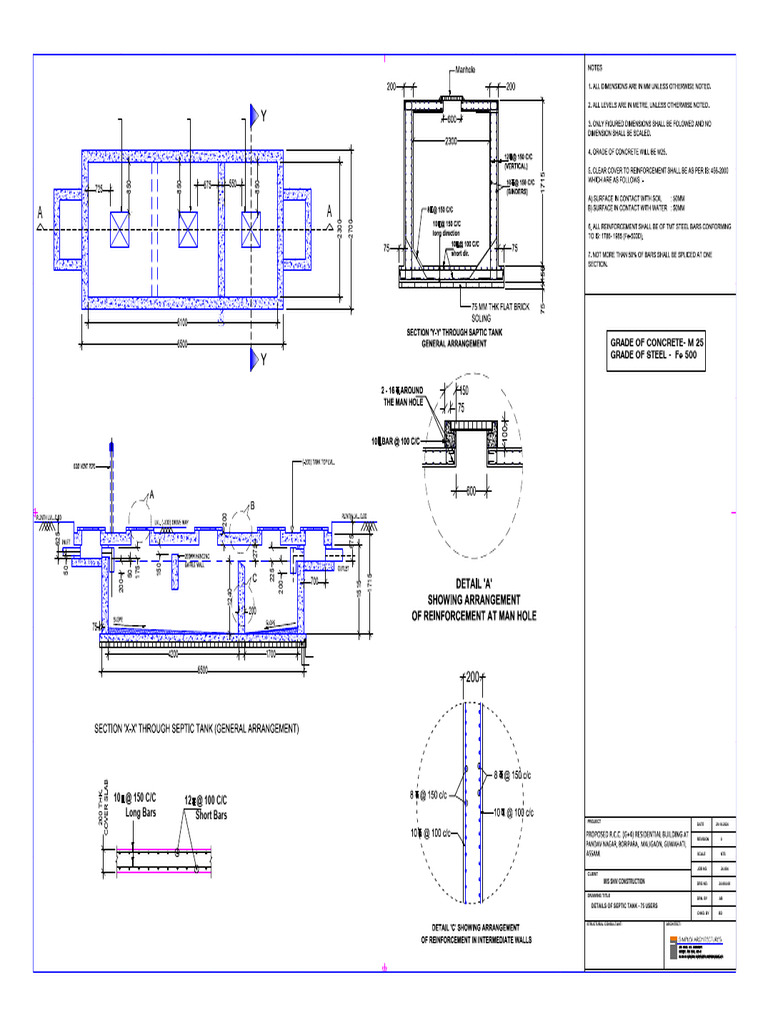 Detail of Septic Tank - 75 User | PDF | Structural Engineering | Civil ...