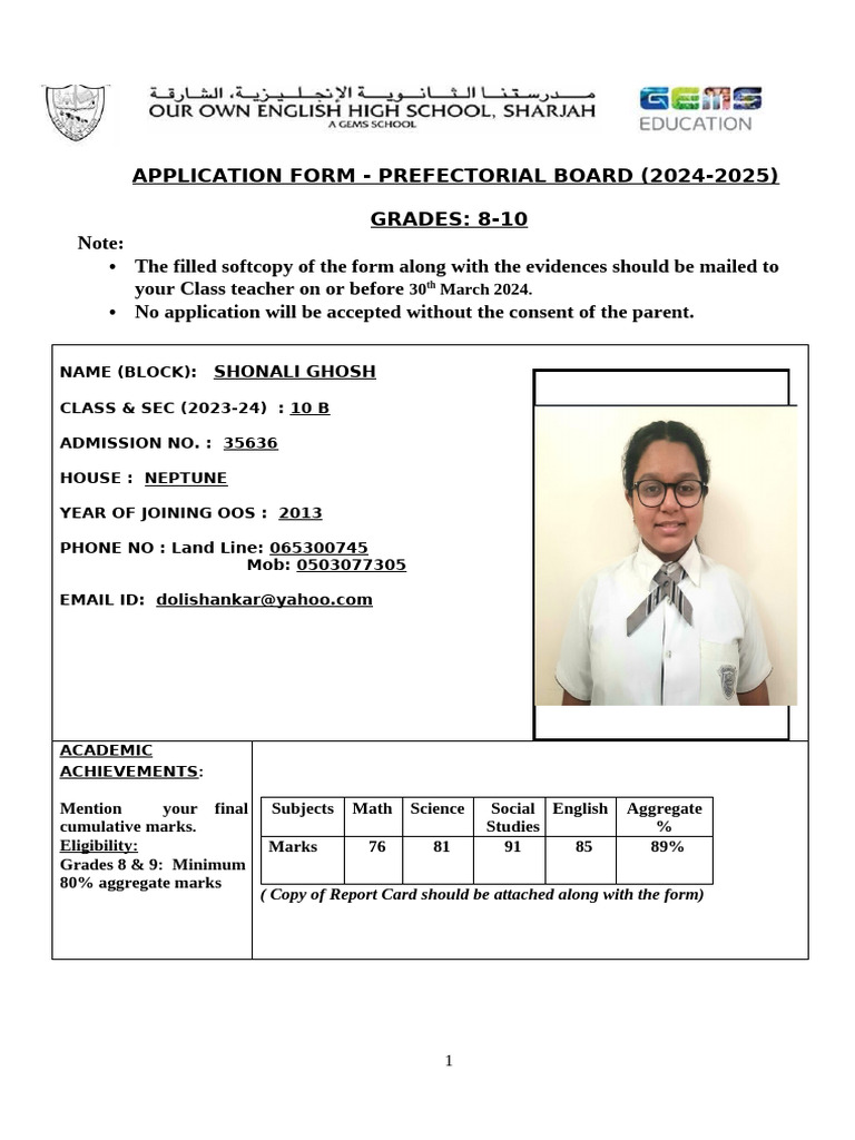 Application_form_Prefectorial__Board_-_2024-2025_-Grade8-10 | PDF
