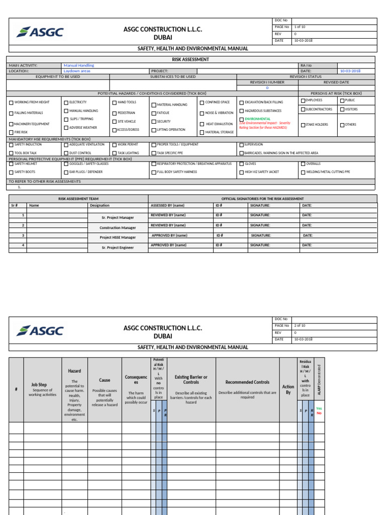 Risk Assessment Template | PDF | Occupational Safety And Health | Risk