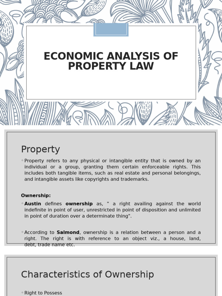 Economic Analysis of Property Law | PDF | Externality | Child Labour