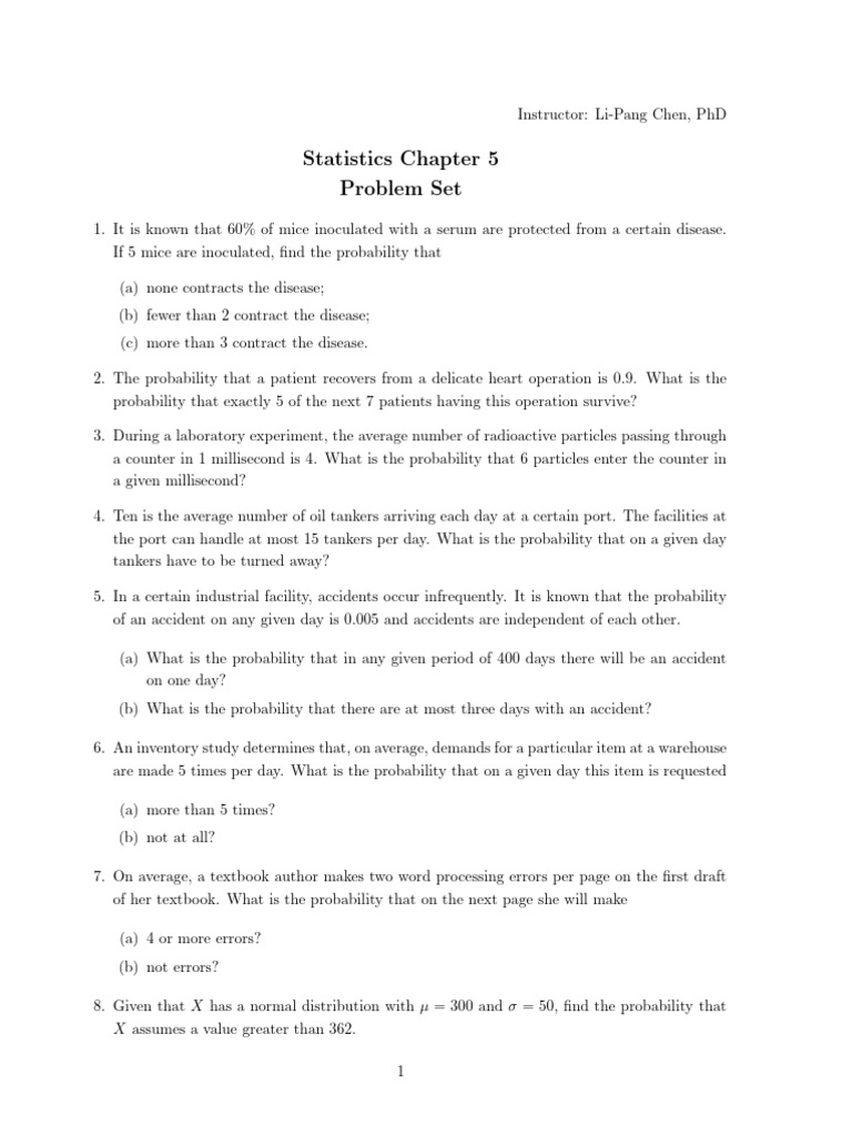 Ch5 Problem Set | PDF | Probability Distribution | Normal Distribution