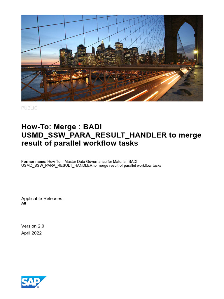 How-To Merge Parallel Workflows (BADI USMD - SSW - PARA - RESULT ...