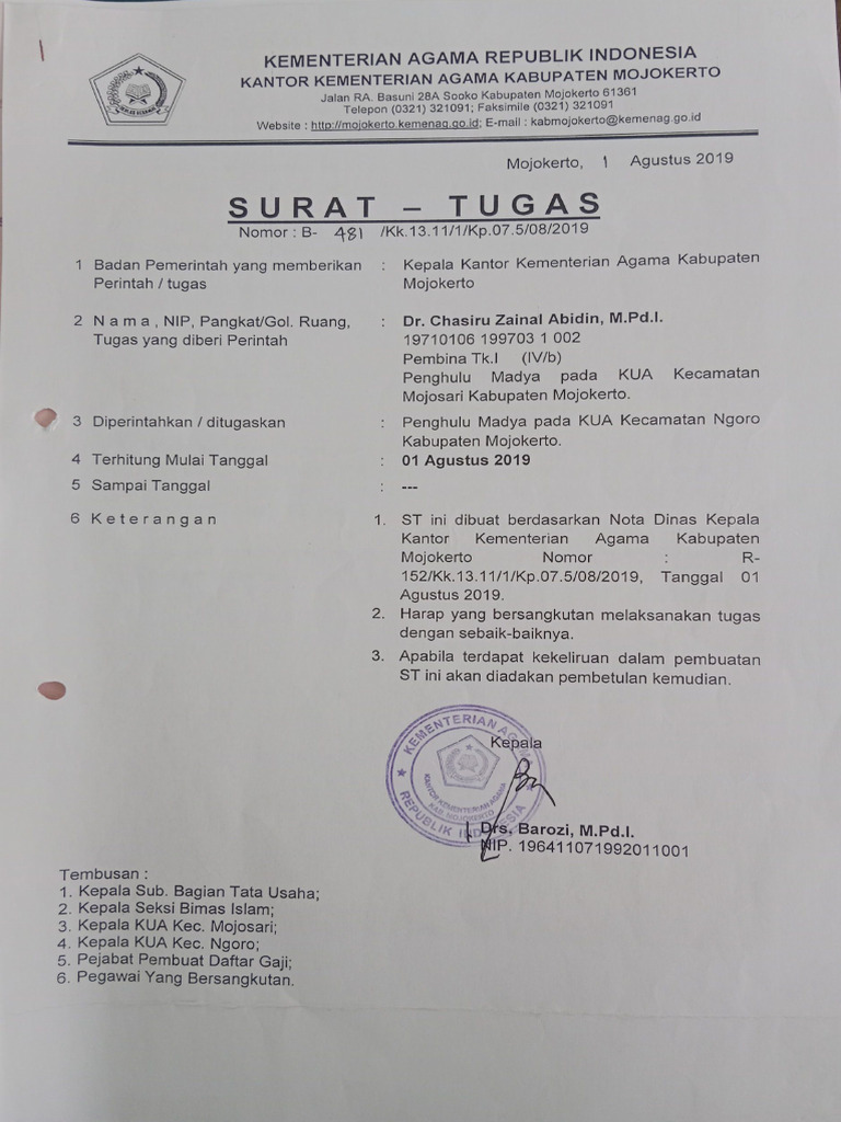Surat Tugas Ke KUA Ngoro 12-Feb-2025 08-05-03 | PDF