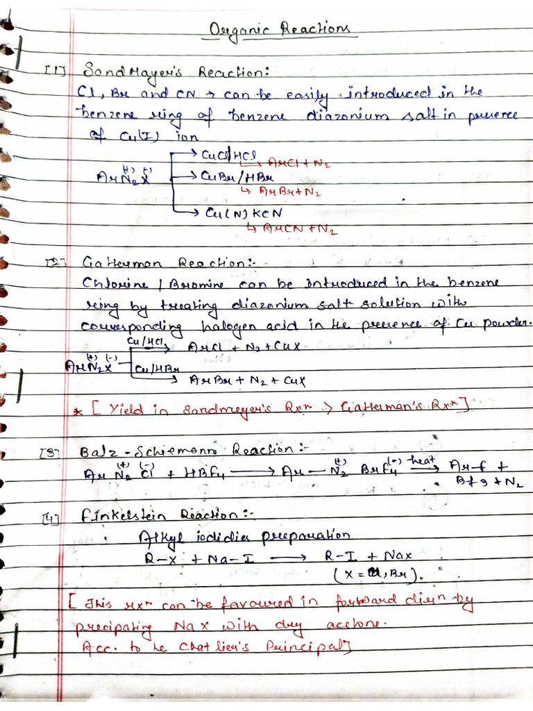 Organic Reactions Class 12th | PDF