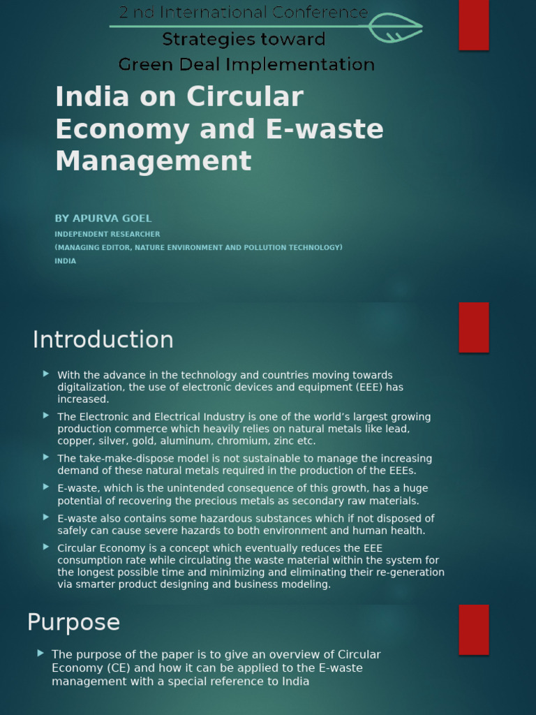 Circular Economy and E-Waste in India | PDF | Electronic Waste | Waste