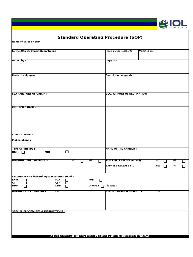 SOP - IOL Standard Form | PDF
