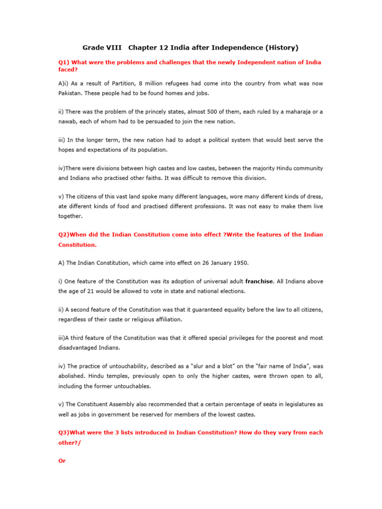 Challenges of India Post-Independence | PDF | South Asia