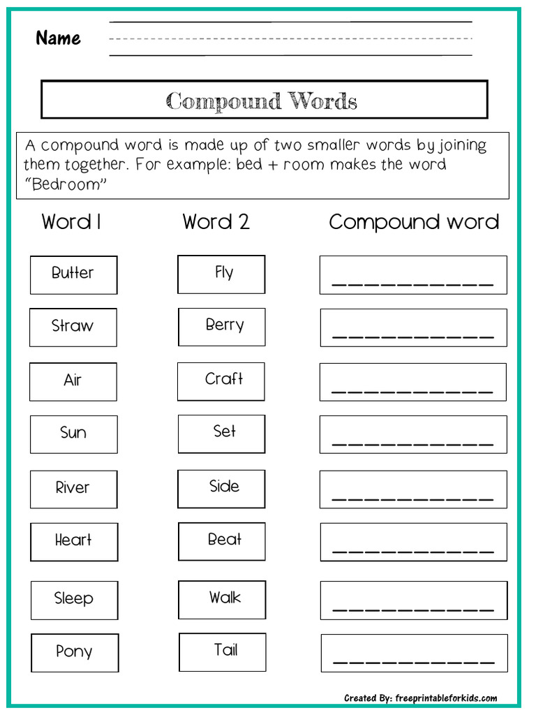 Compound Word Practice Sheet 1 | PDF
