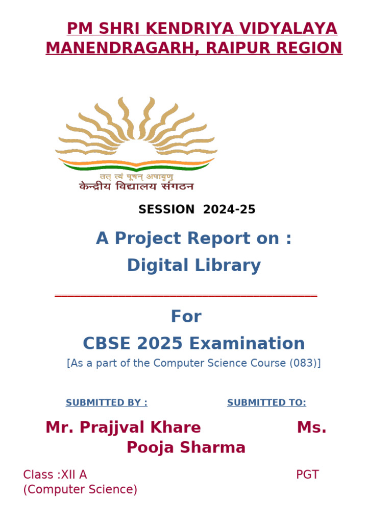 Digital Library Project Report 2024-25 | PDF